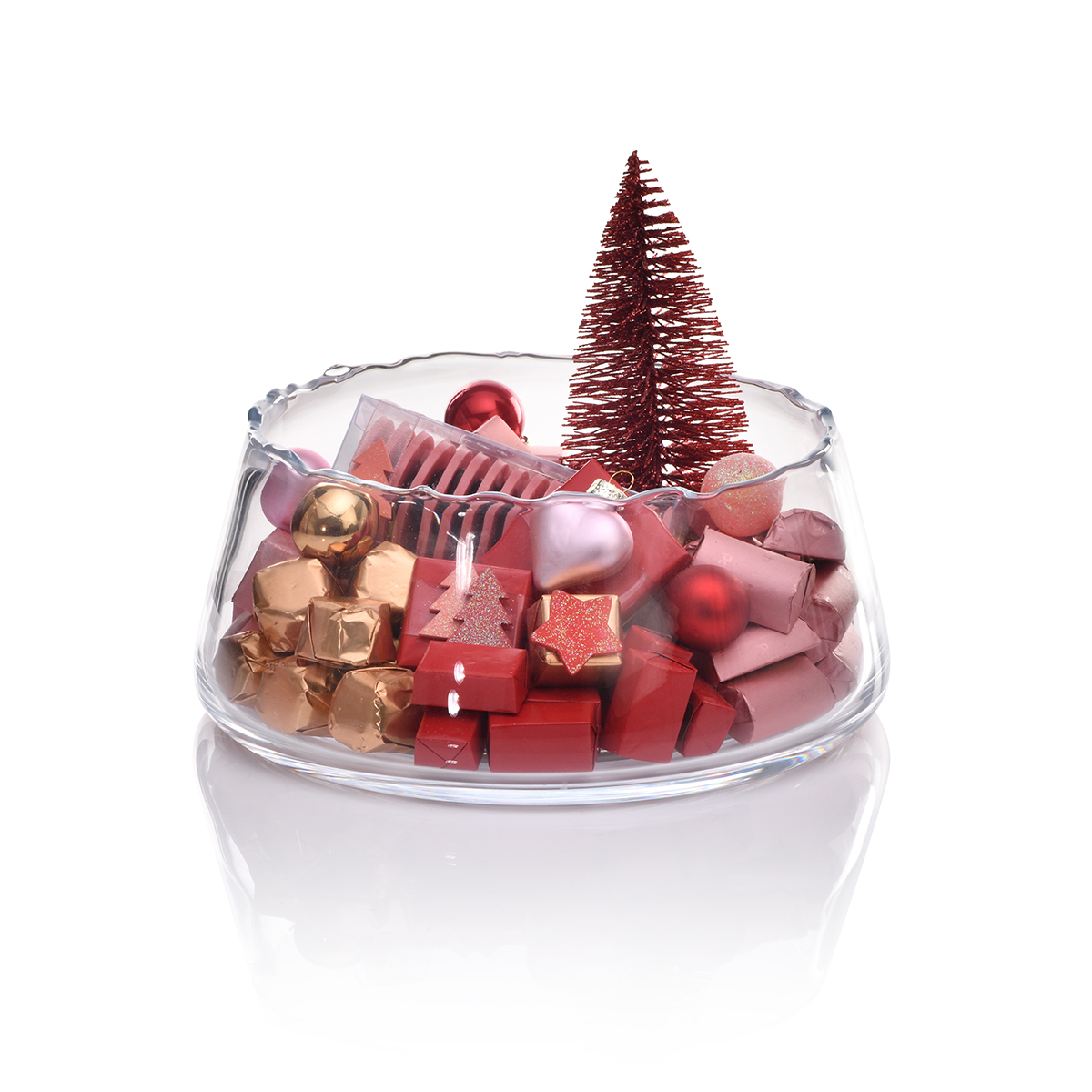 1000g Round Transparent Glass Centerpiece, Christmas Arrangement | Patchi