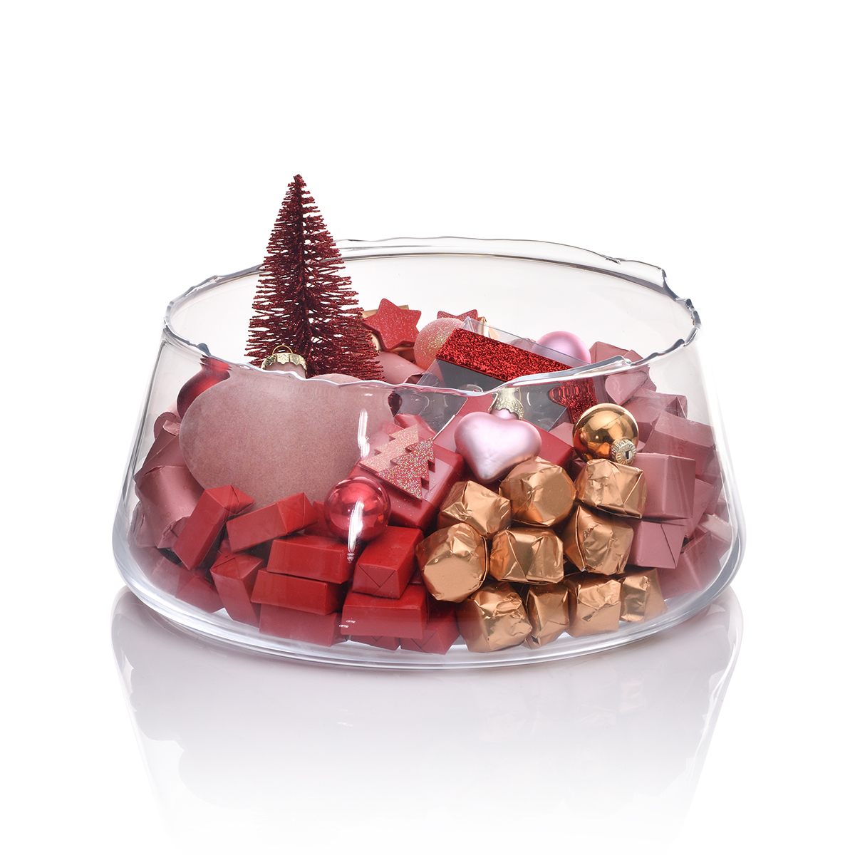1900g Round Clear Glass Centerpiece, Christmas Arrangement | Patchi