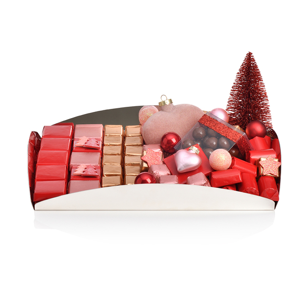 1500g Silver Plated Tray With Border, Christmas Arrangement | Patchi